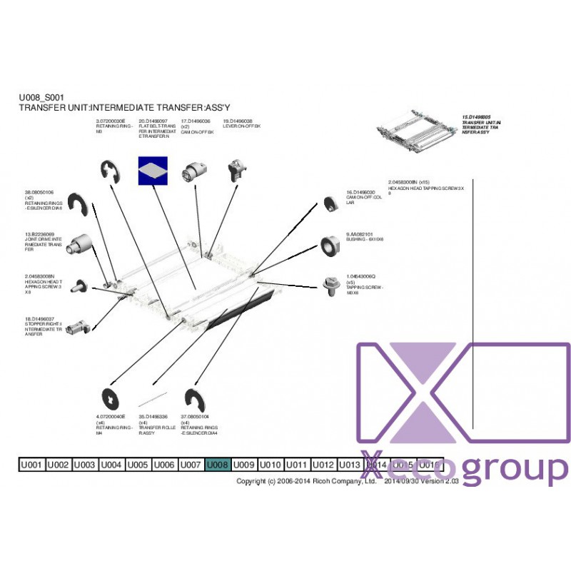 Ricoh D1496037 STOPPER:RIGHT:INTERMEDIATE TRANSFER